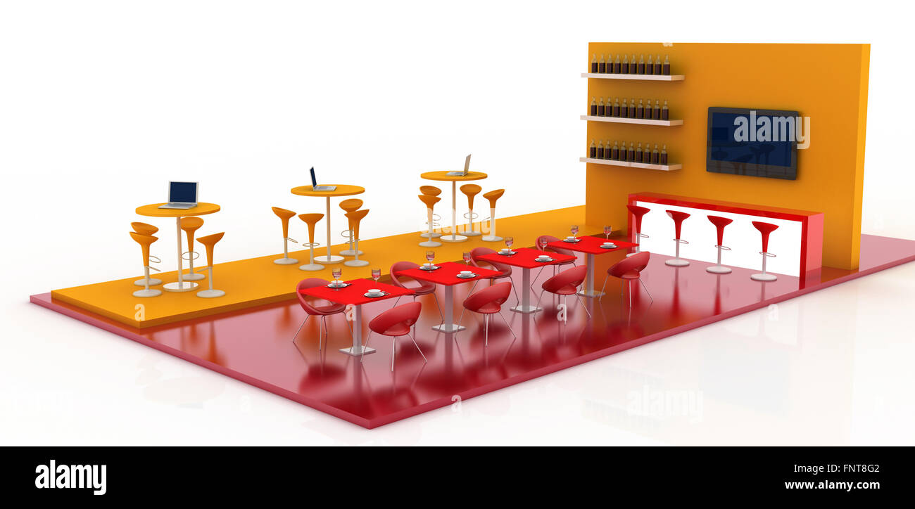 Blank and empty trade kiosk on white, original design, 3d illustration ...