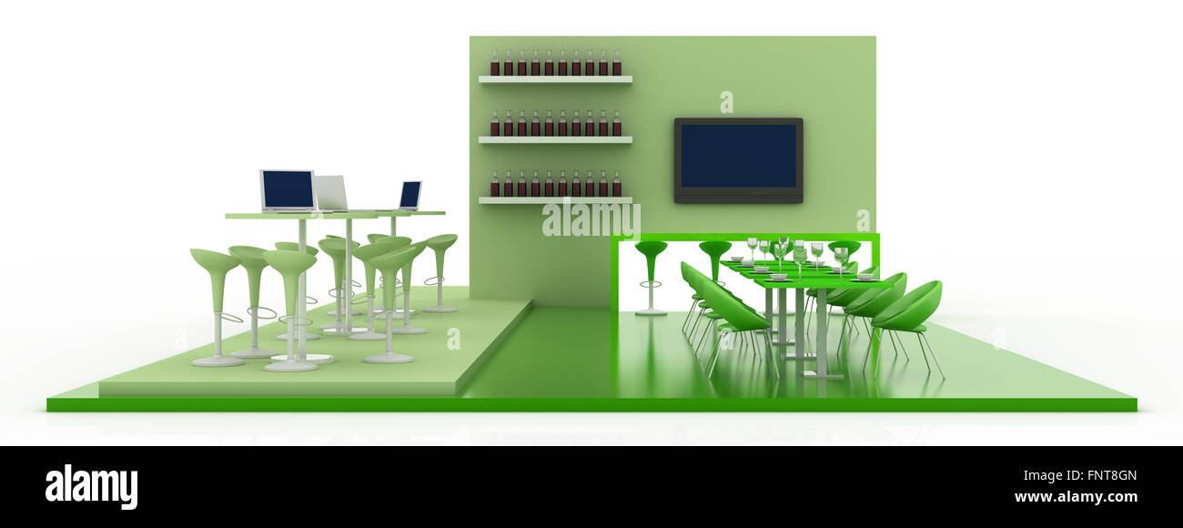 Blank and empty trade kiosk on white, original design, 3d illustration ...