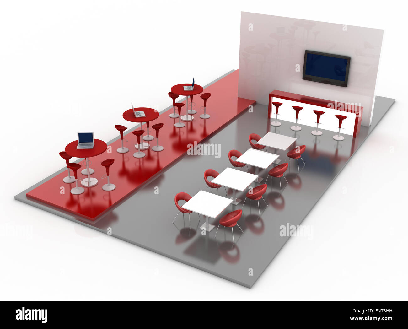Blank and empty trade kiosk on white, original design, 3d illustration ...