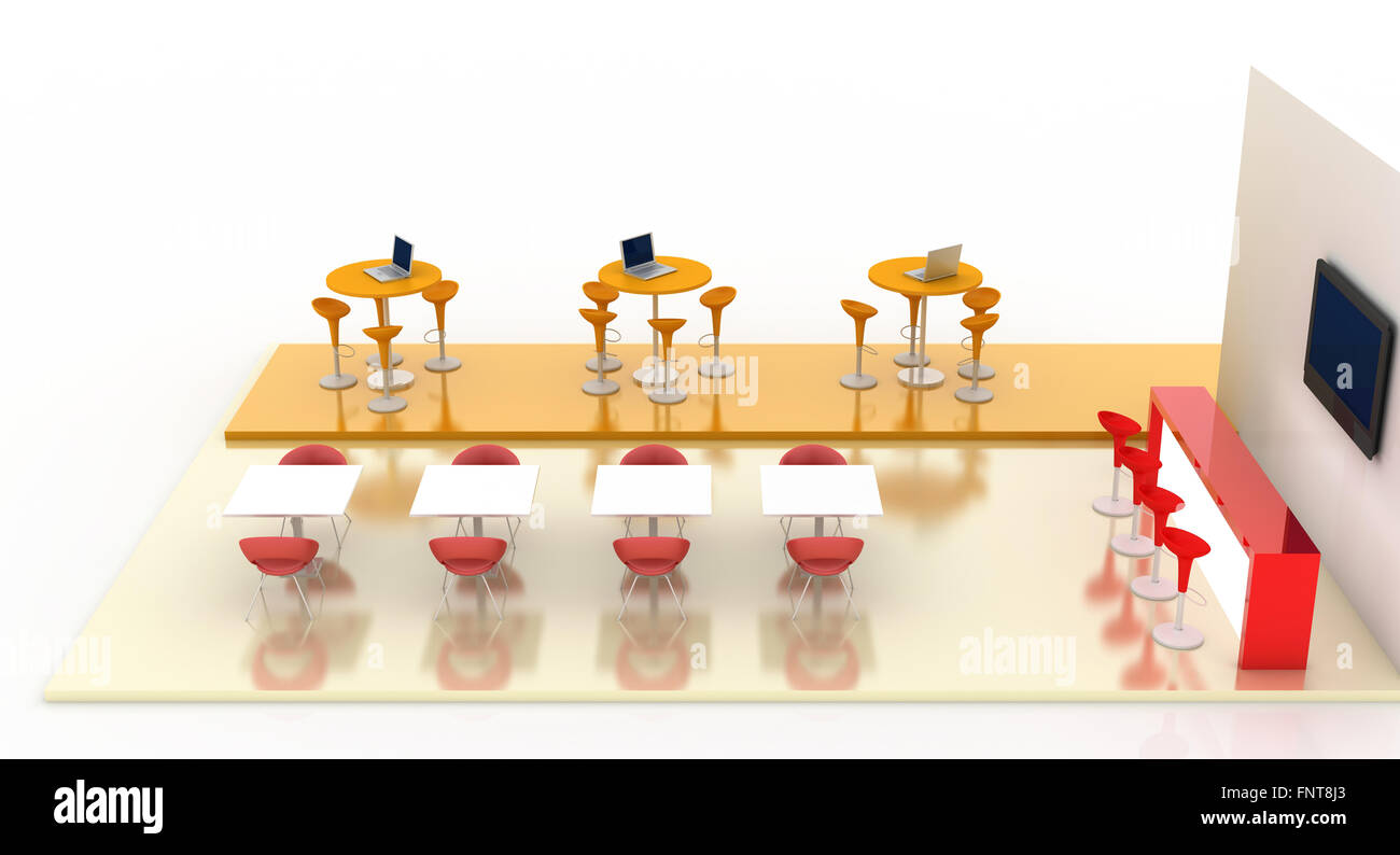 Blank and empty trade kiosk on white, original design, 3d illustration ...