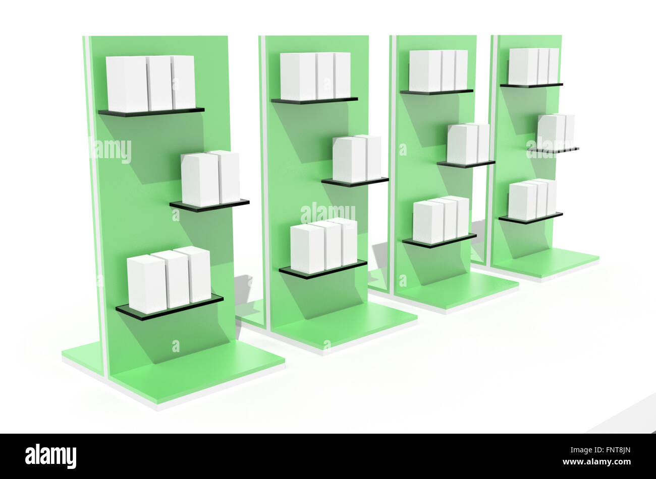 Blank and empty trade displays on white, original design, 3d ...
