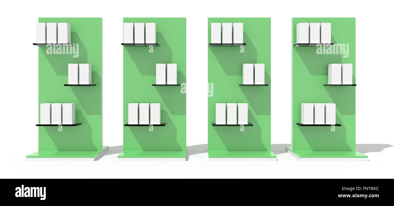 Blank and empty trade displays on white, original design, 3d ...