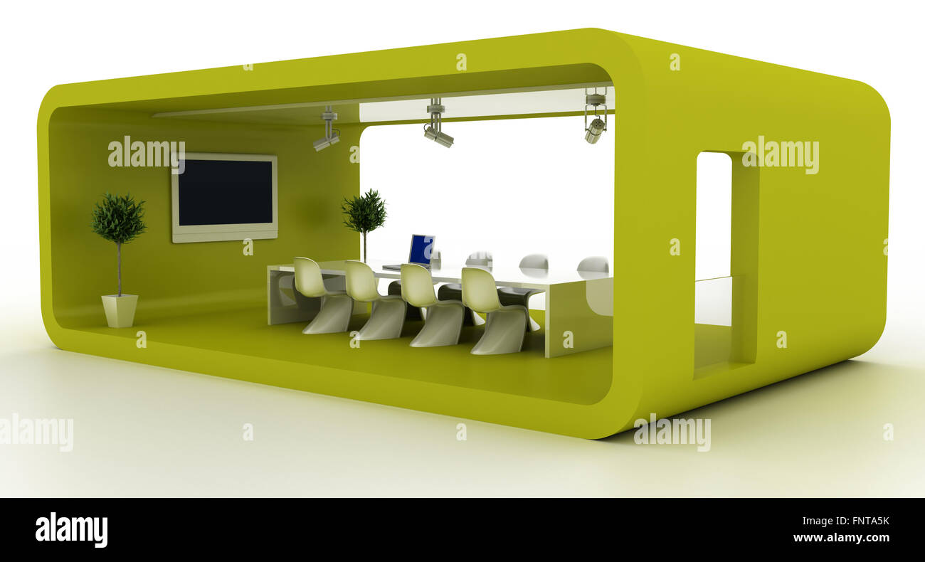 Blank and empty trade kiosk on white, original design, 3d illustration ...
