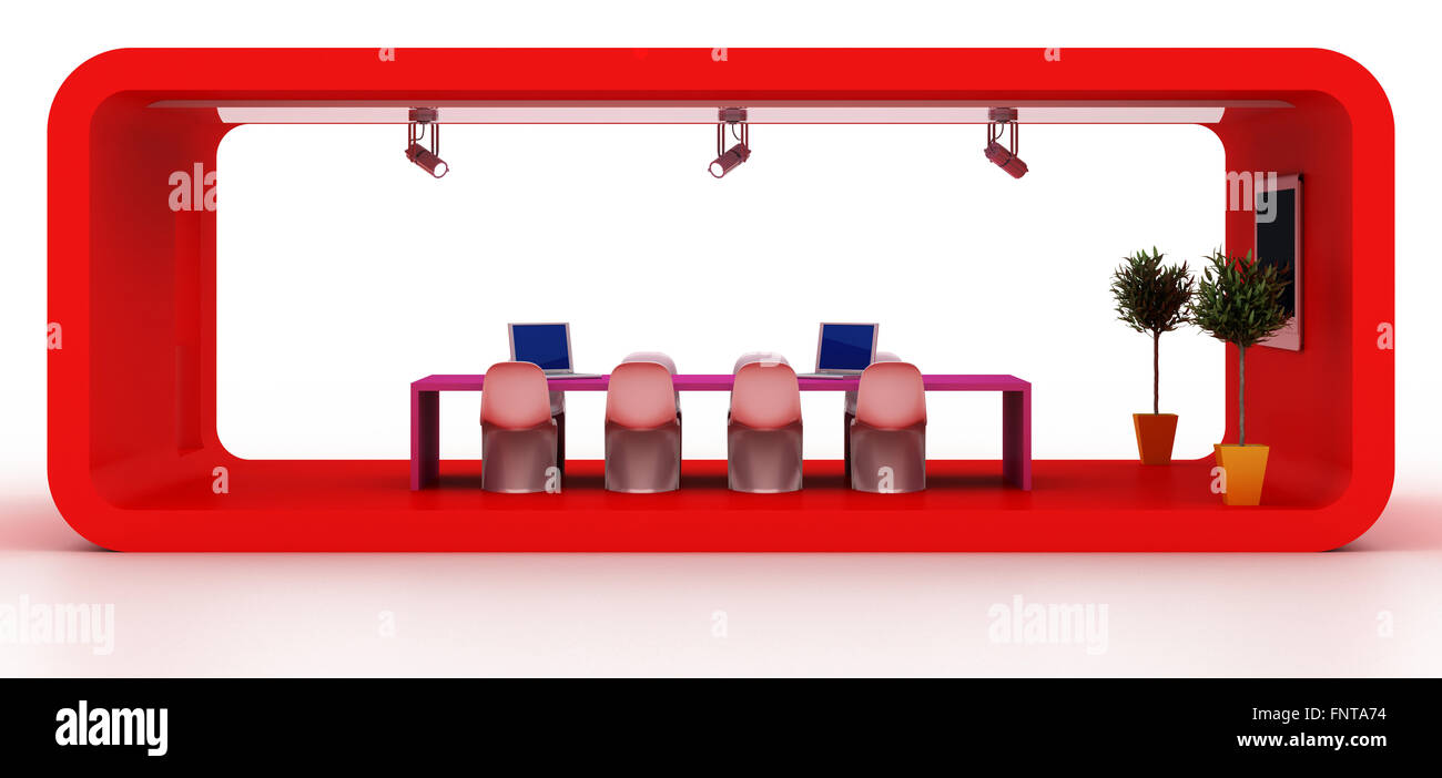 Blank and empty trade kiosk on white, original design, 3d illustration ...