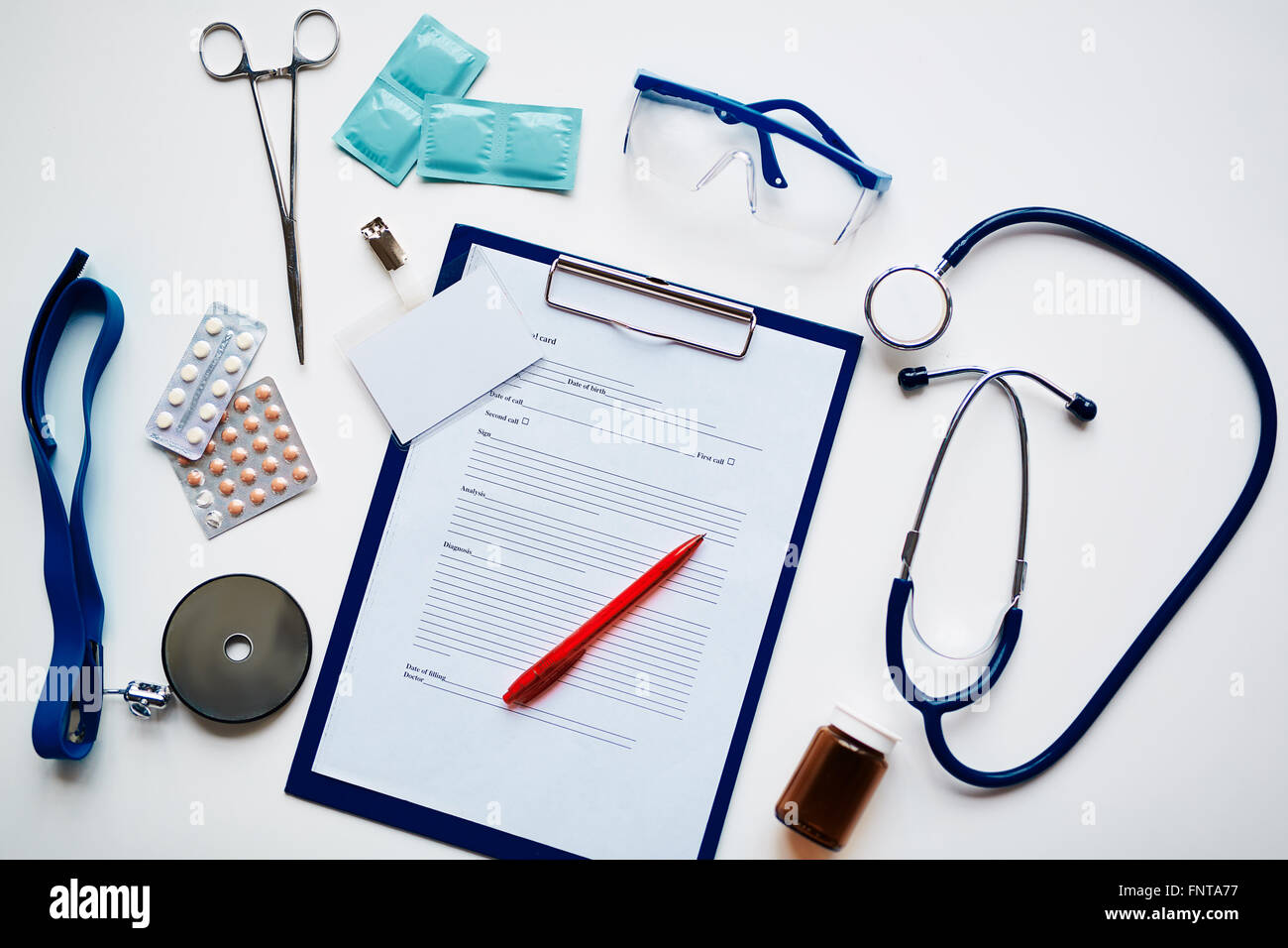 Group of healthcare objects and equipment Stock Photo - Alamy