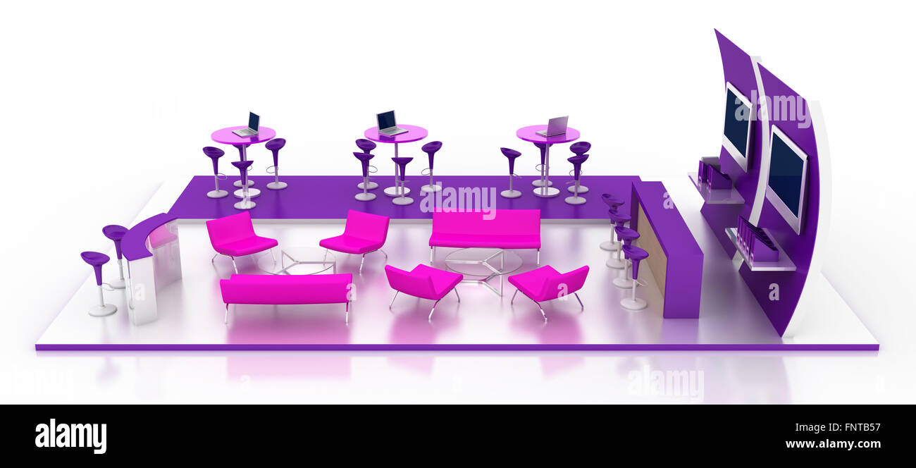 Blank and empty trade kiosk on white, original design, 3d illustration ...