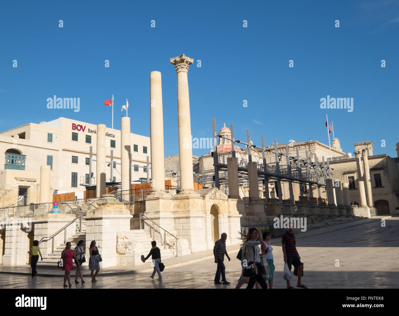 Tourists near the ruins of the Opera House in Valletta,Malta Stock ...