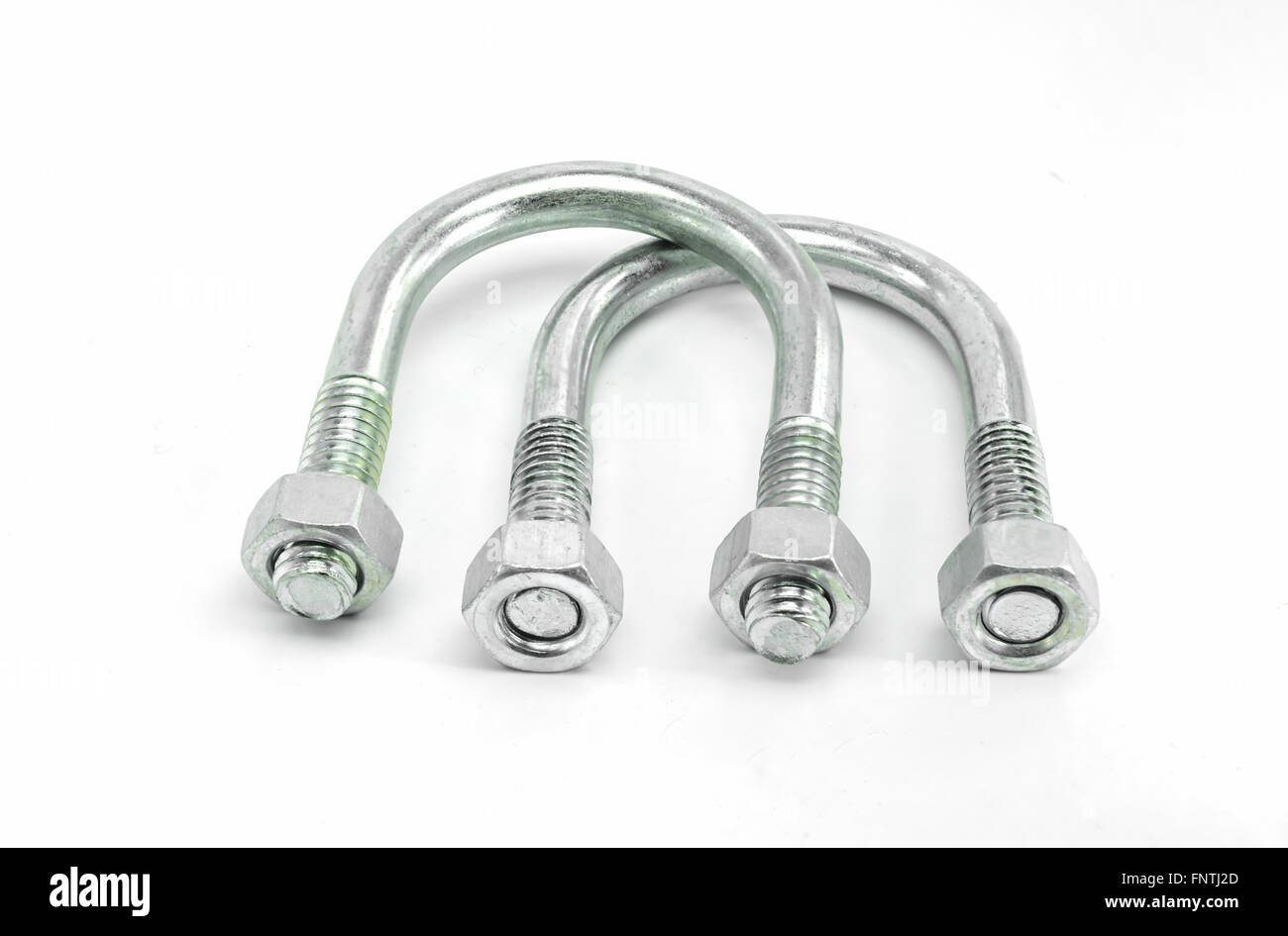 stainless steel u-bolts screw-nut on white background Stock Photo - Alamy