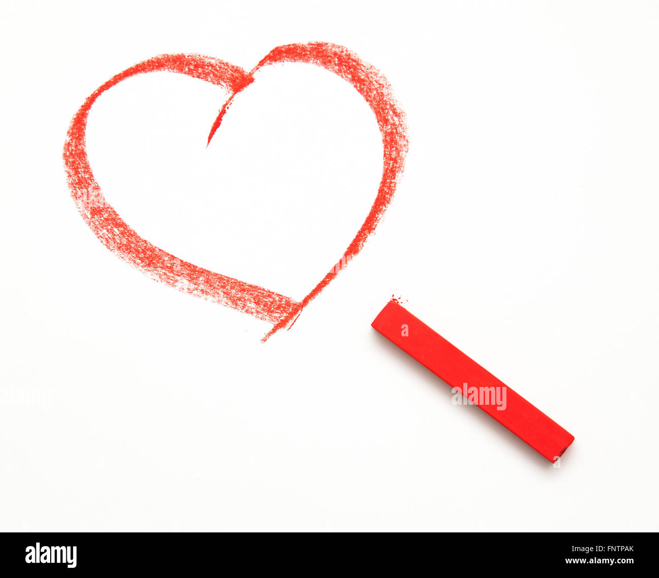 red heart symbol drawn with pastels on a white background Stock Photo ...