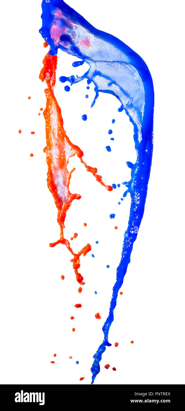 red and blue paint splash isolated on white background Stock Photo - Alamy
