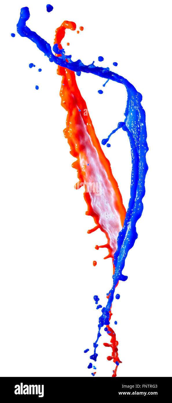 red and blue paint splash isolated on white background Stock Photo - Alamy
