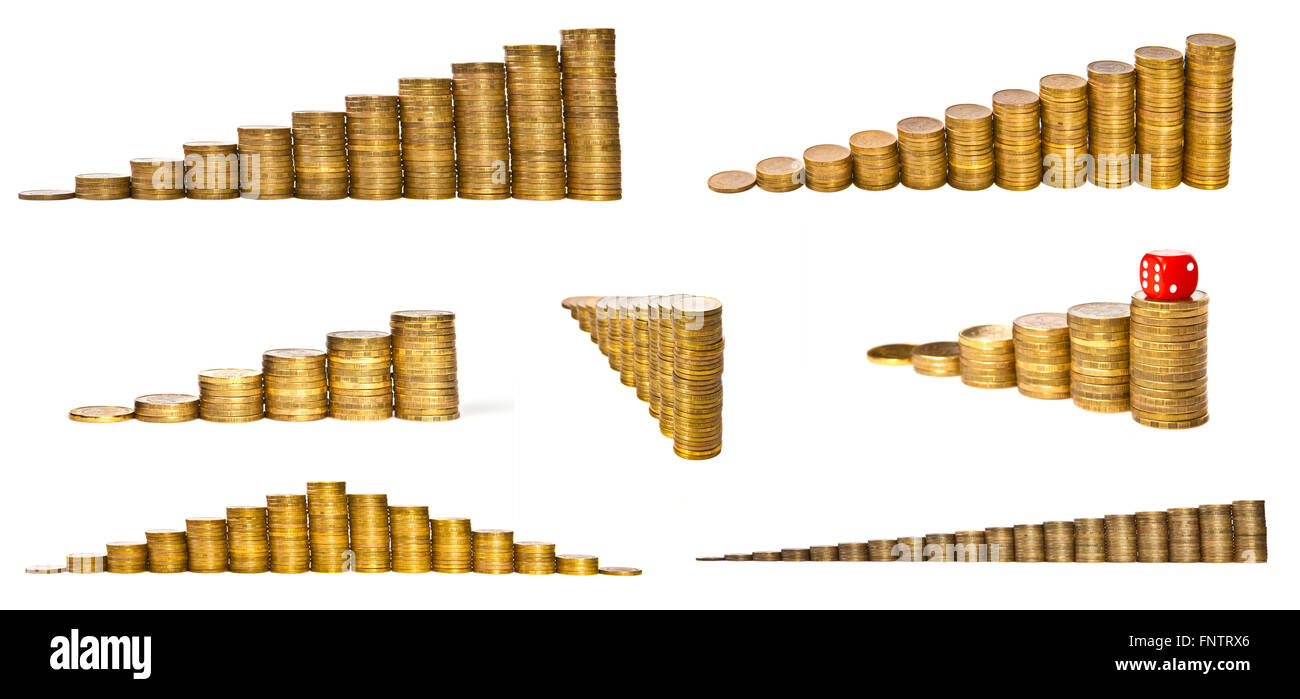 Set the stack of coins isolated on white background Stock Photo - Alamy