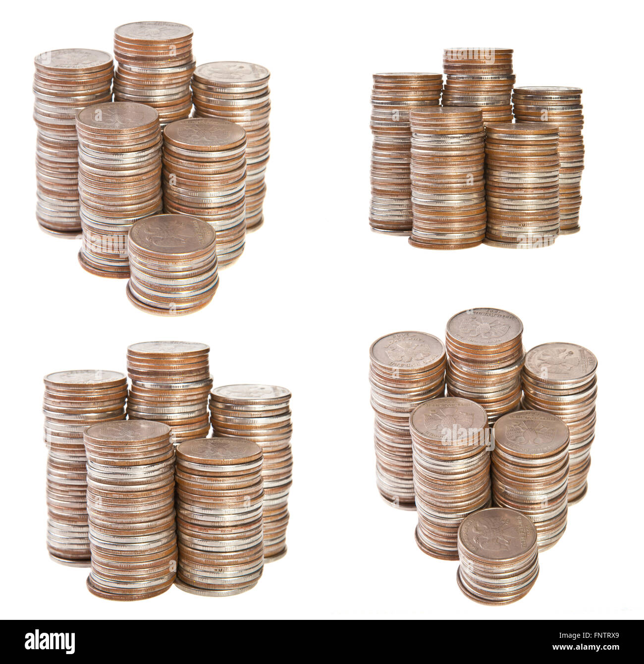 Set the stack of coins isolated on white background Stock Photo - Alamy