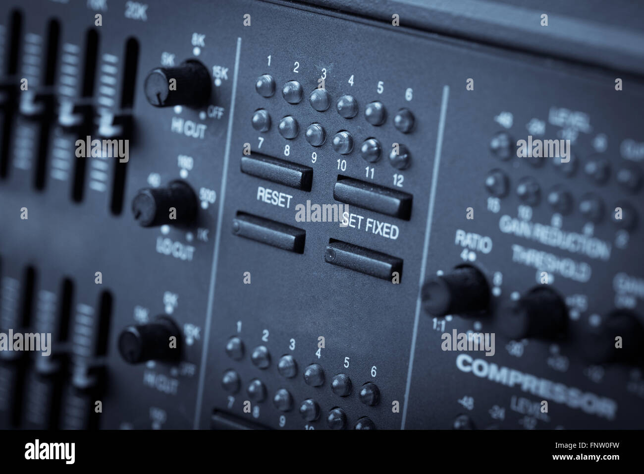 Color image of many buttons in a sound recording studio Stock Photo - Alamy