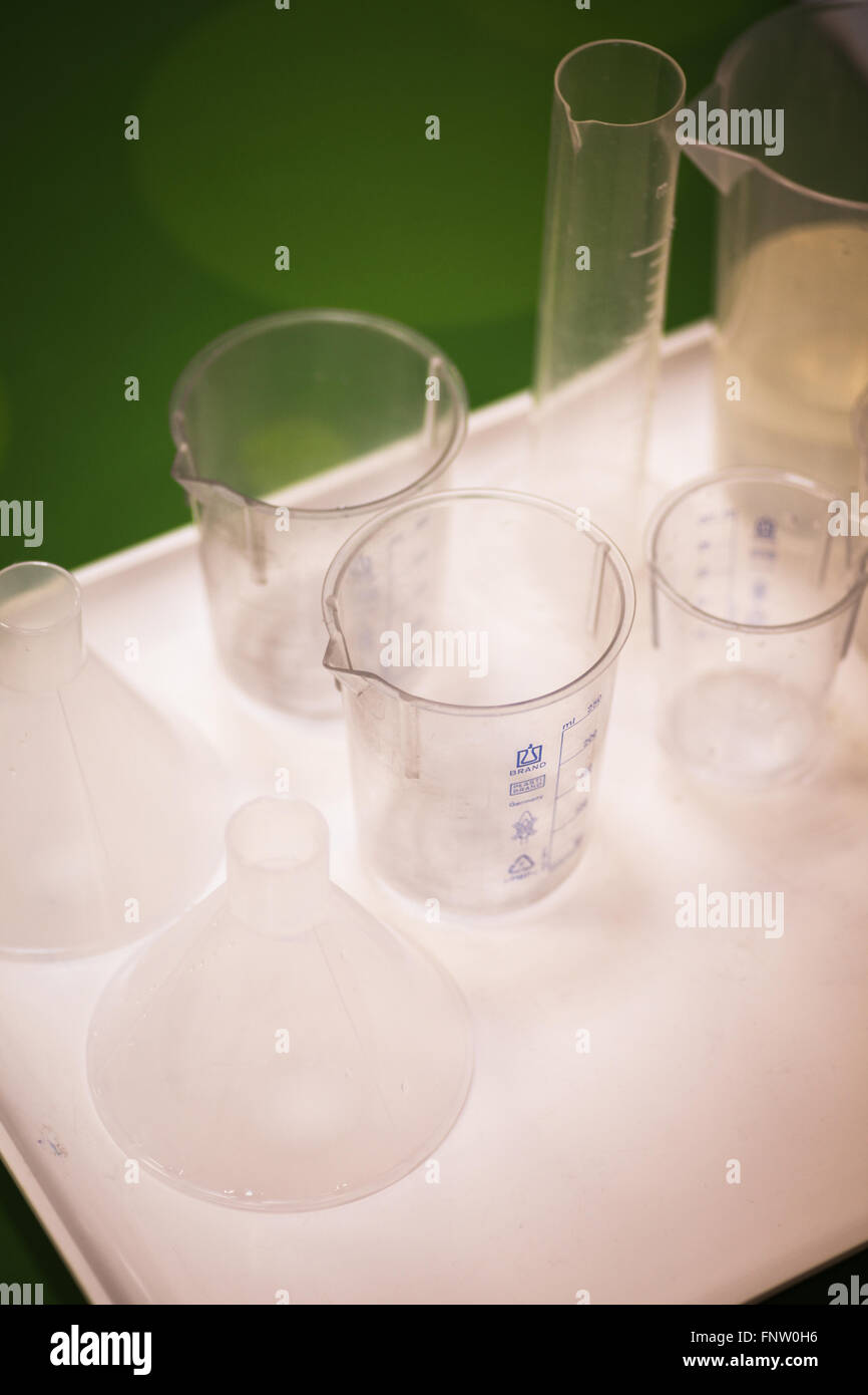 Color image of some plastic recipients in a chemistry lab Stock Photo ...