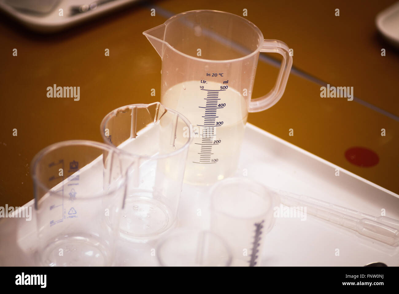 Color image of some plastic recipients in a chemistry lab Stock Photo ...
