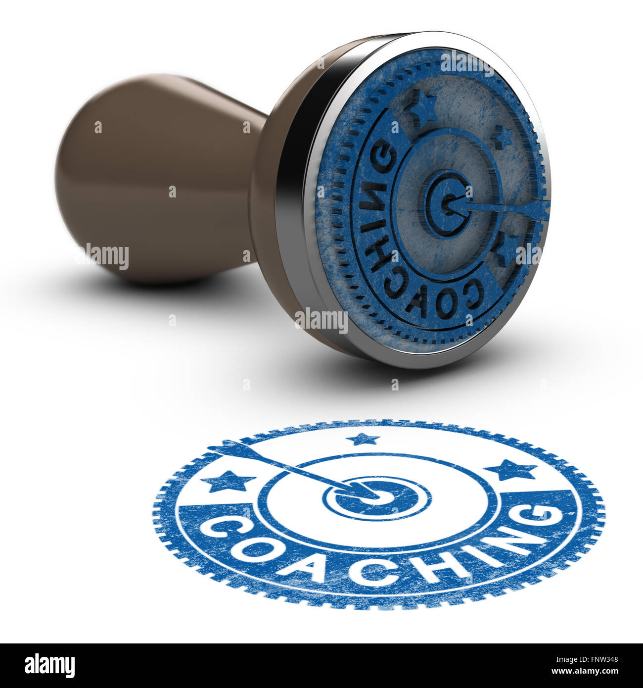Coaching symbol achieve objective, rubber stamp over white background ...