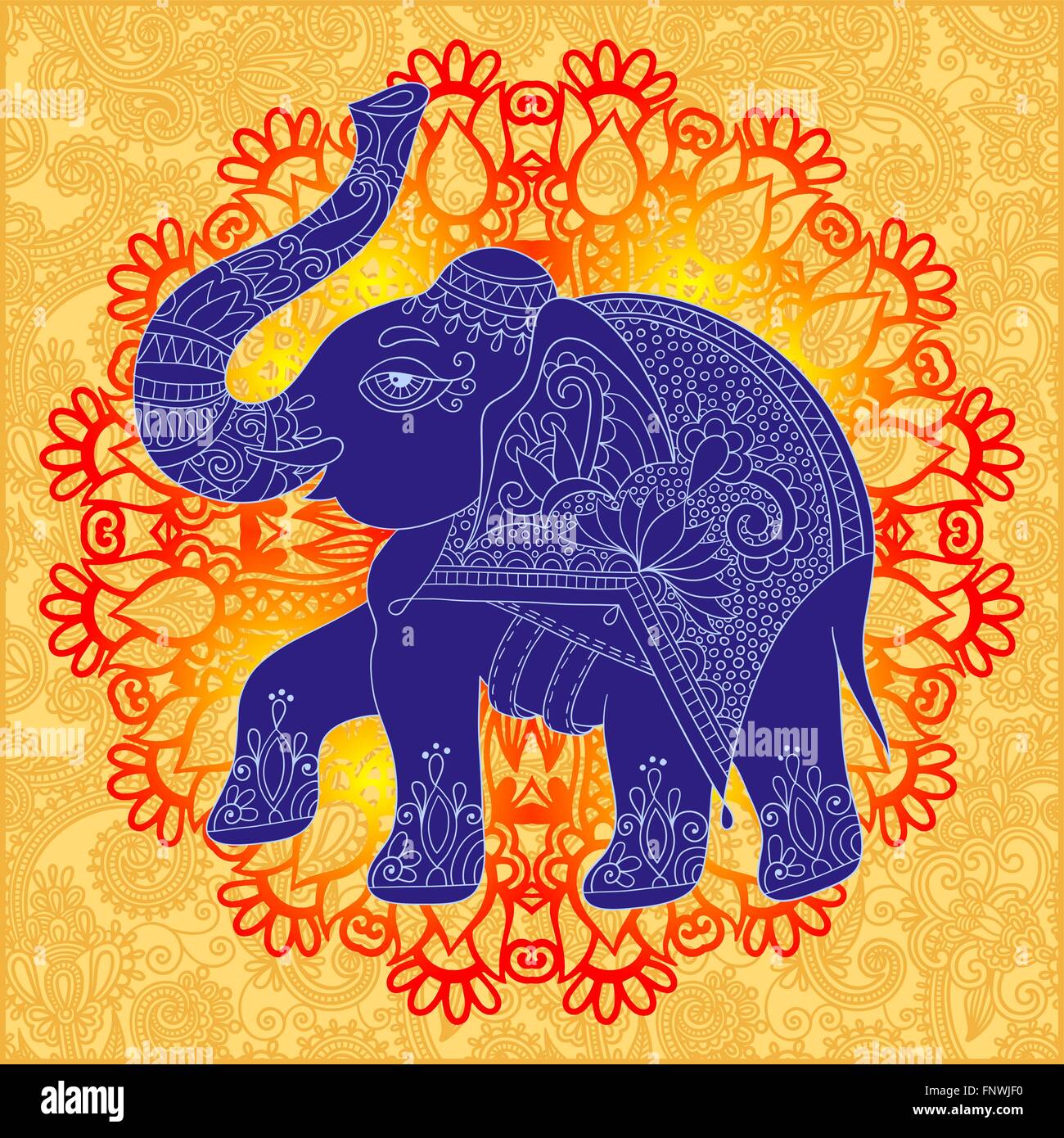 original indian pattern with elephant for invitation Stock Vector Image ...