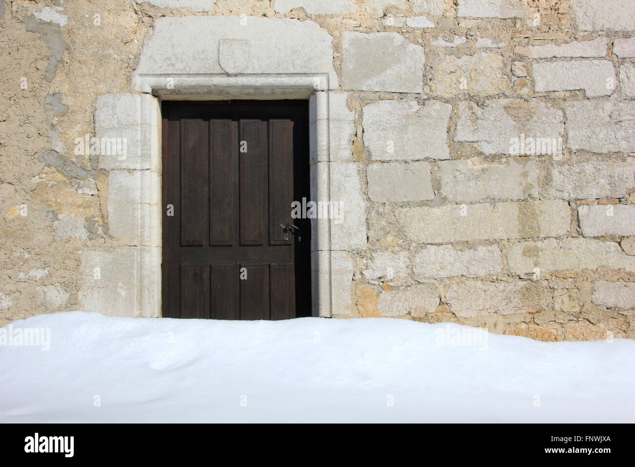 snow in front of an entrance door Stock Photo - Alamy