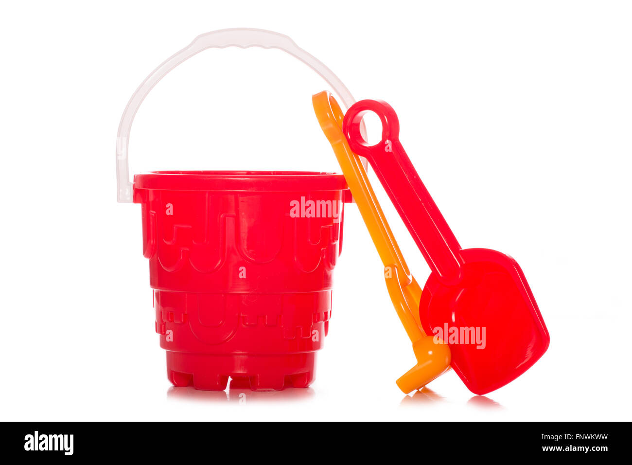 plastic childrens bucket and spade studio cutout Stock Photo - Alamy