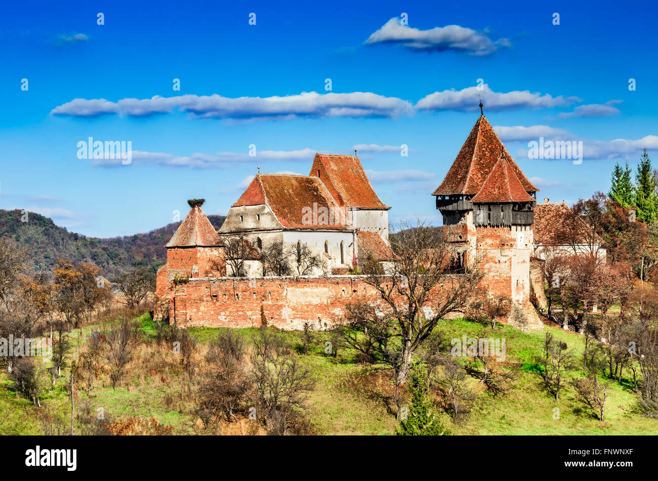 Transylvania, Romania. Medieval rural scenery with fortified churches ...