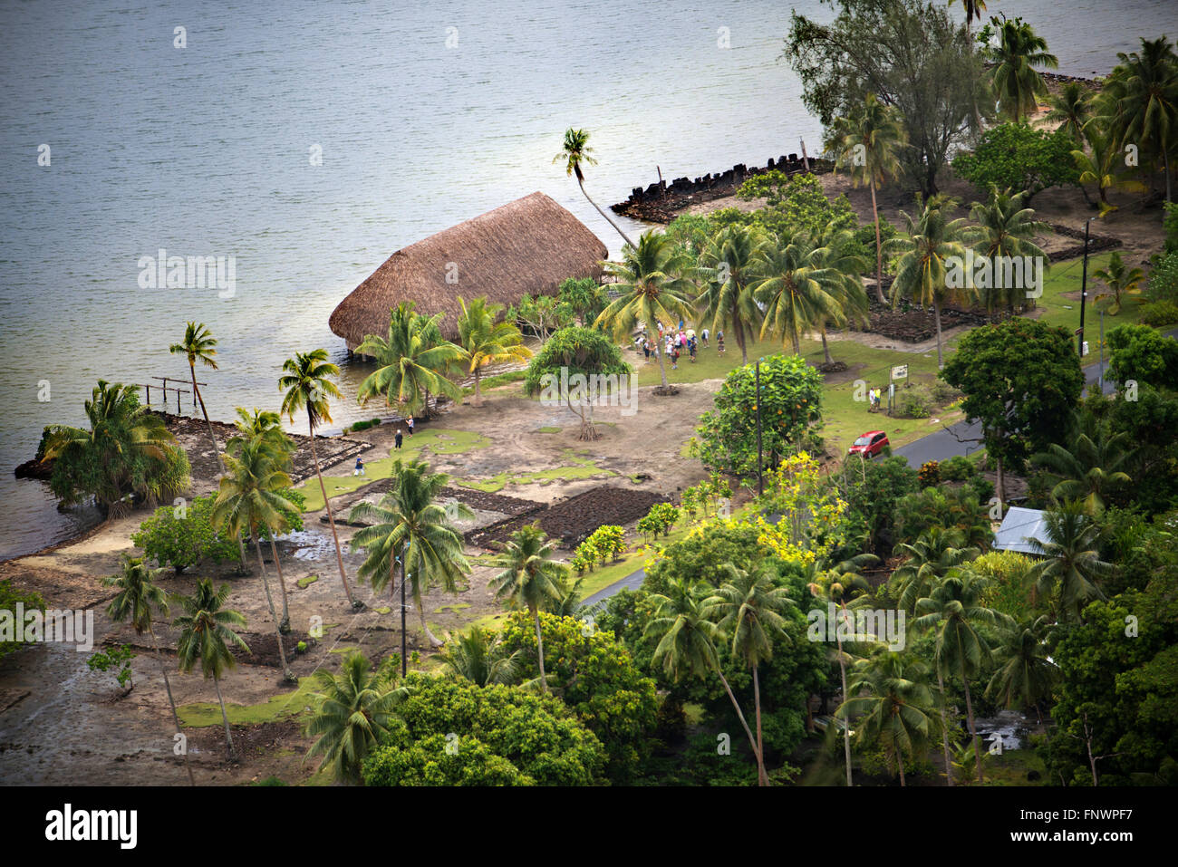 Archaeological site and Marae temple at Maeva, Huahine, Society Islands ...