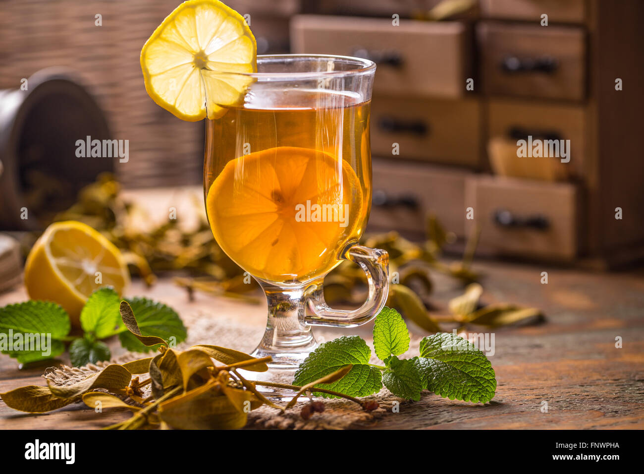 Healthy herbal tea with lemon Stock Photo - Alamy