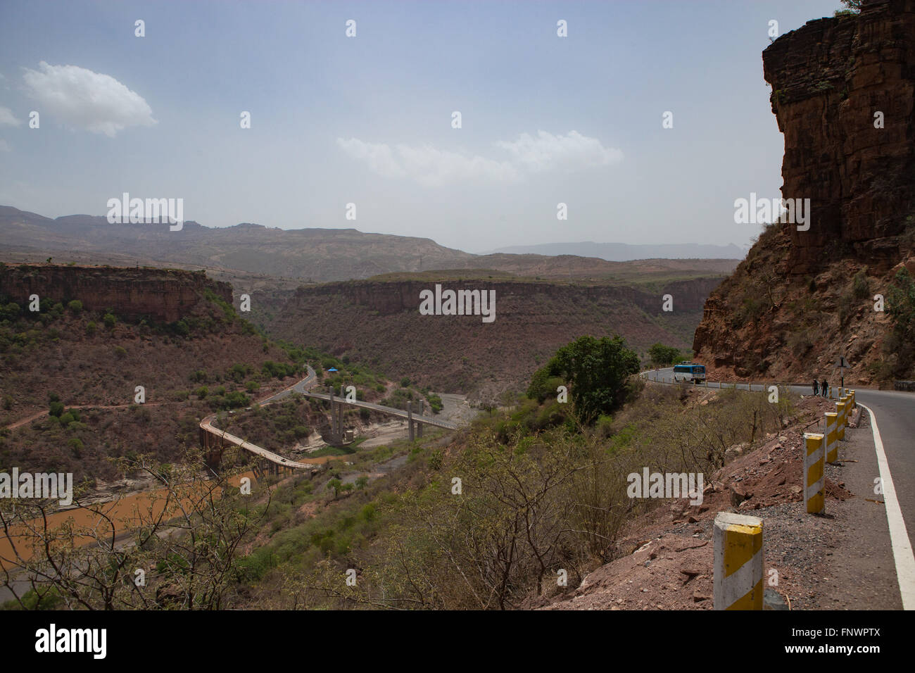 This view of the spectacular Blue Nile Gorge shows the old and the new ...
