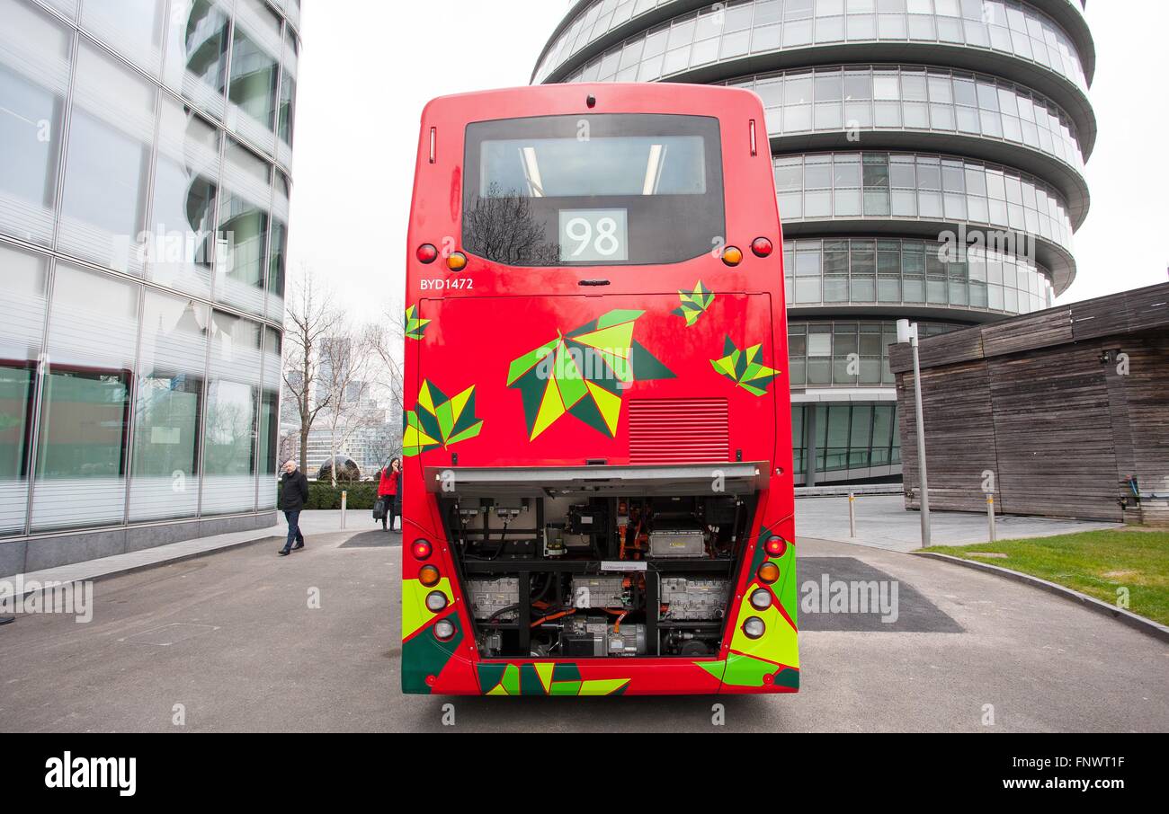 The world's first fully electric double decker London bus Stock Photo ...