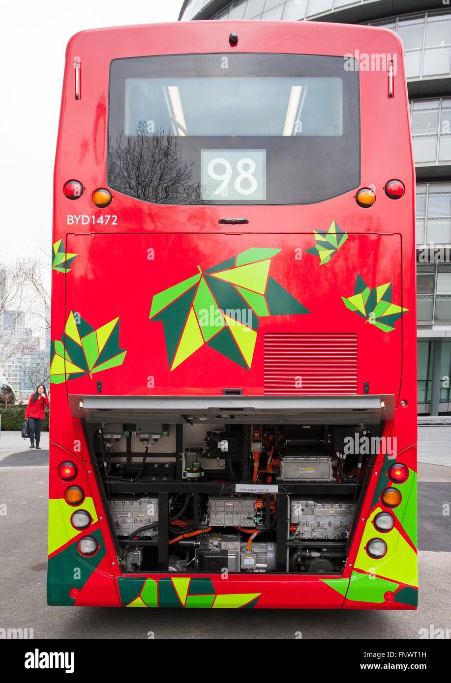 The world's first fully electric double decker London bus Stock Photo ...