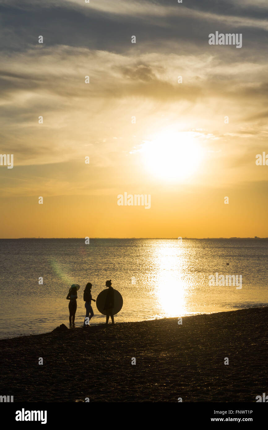Photoshoot at sunset on the beach Stock Photo - Alamy