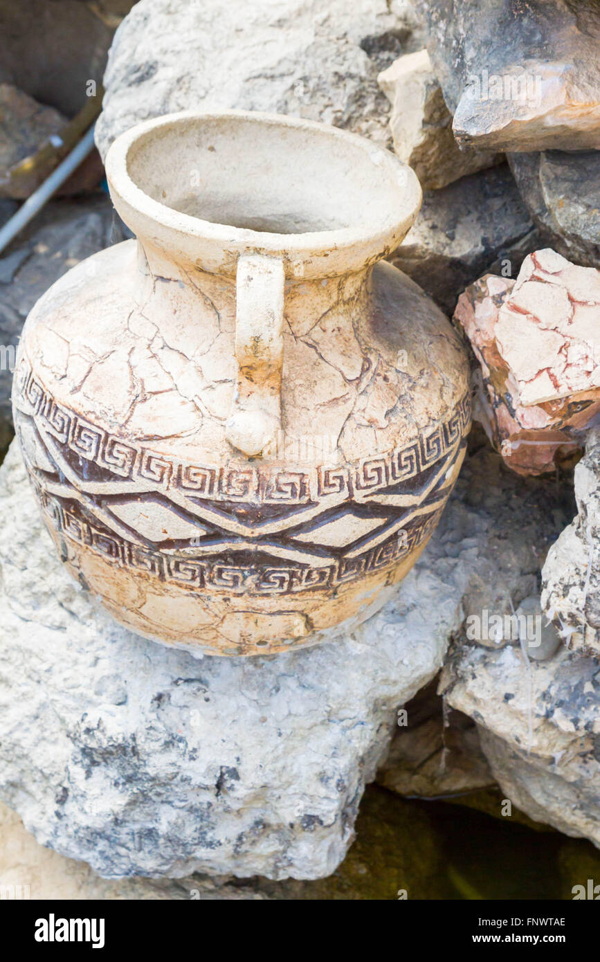 The decoration of ancient vases in stones Stock Photo - Alamy