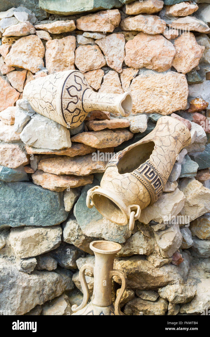 The decoration of ancient vases in stones Stock Photo - Alamy