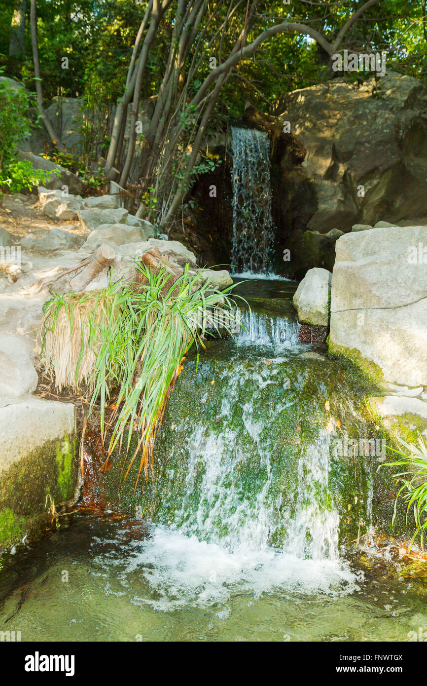 A small waterfall in summer Park Stock Photo - Alamy
