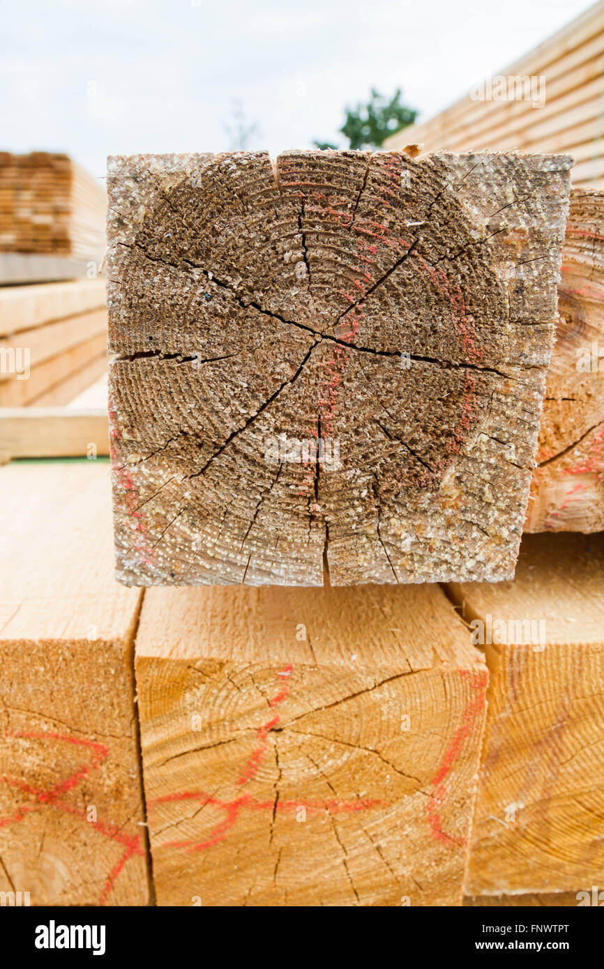 Wooden beams on the basis of an open construction Stock Photo - Alamy