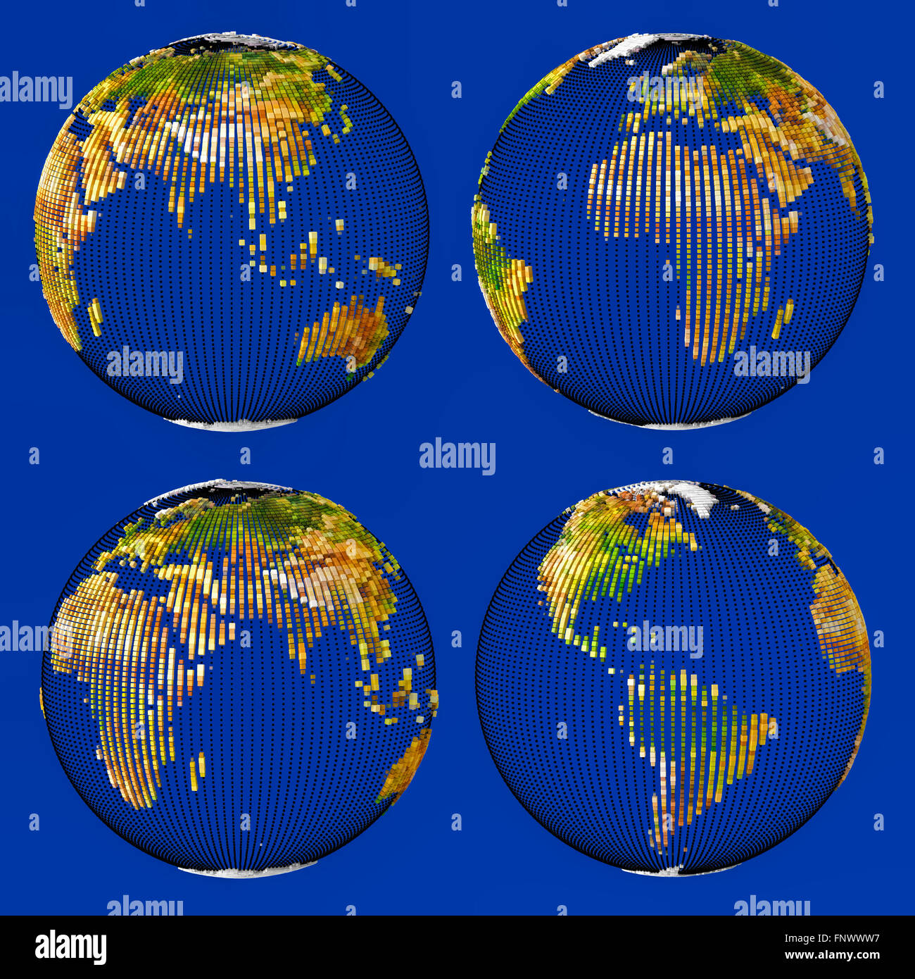 Earth consisting of small cubes set Stock Photo - Alamy