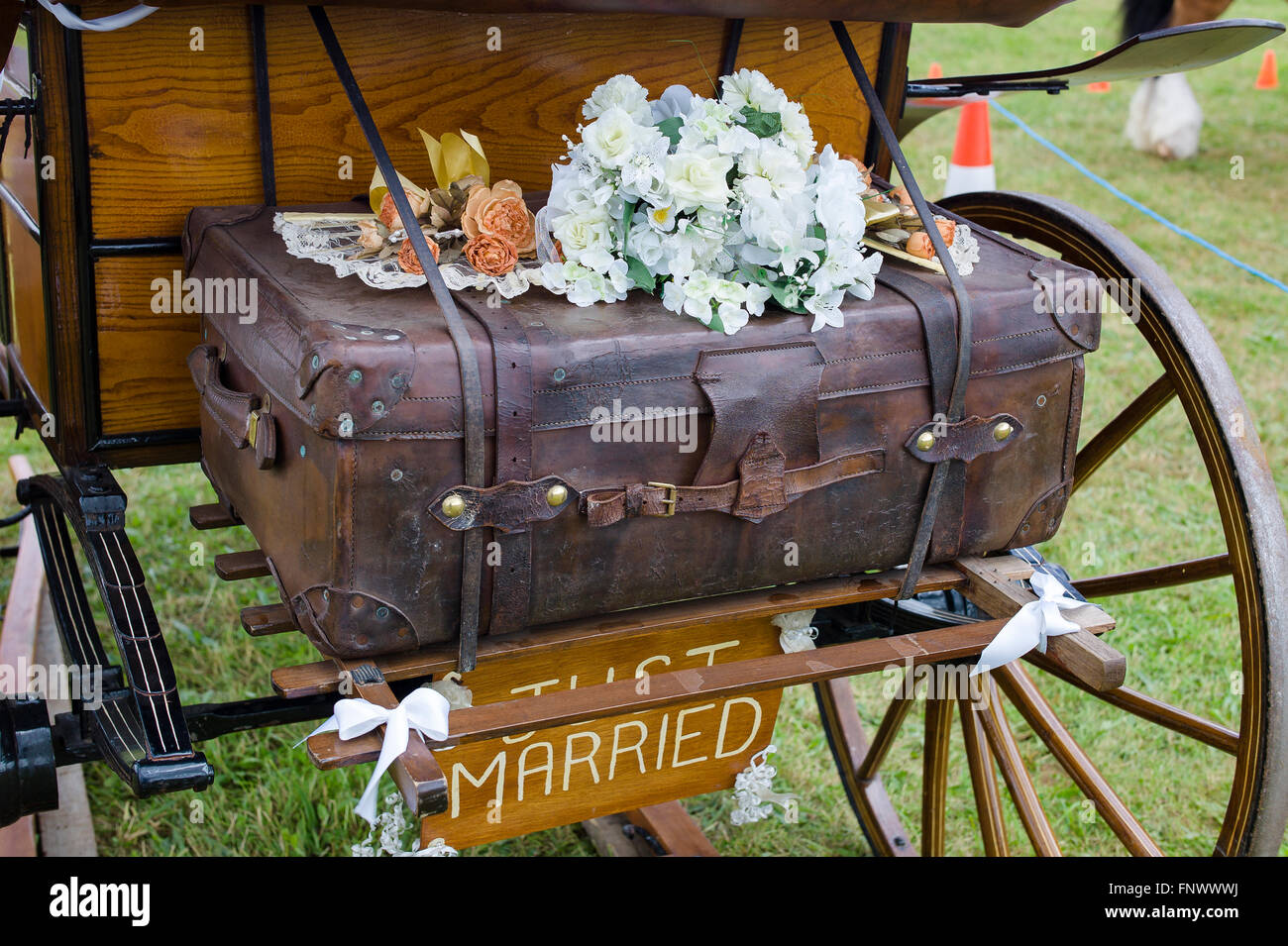 Trunk back of horse-drawn carriage used for weddings in the UK Stock ...