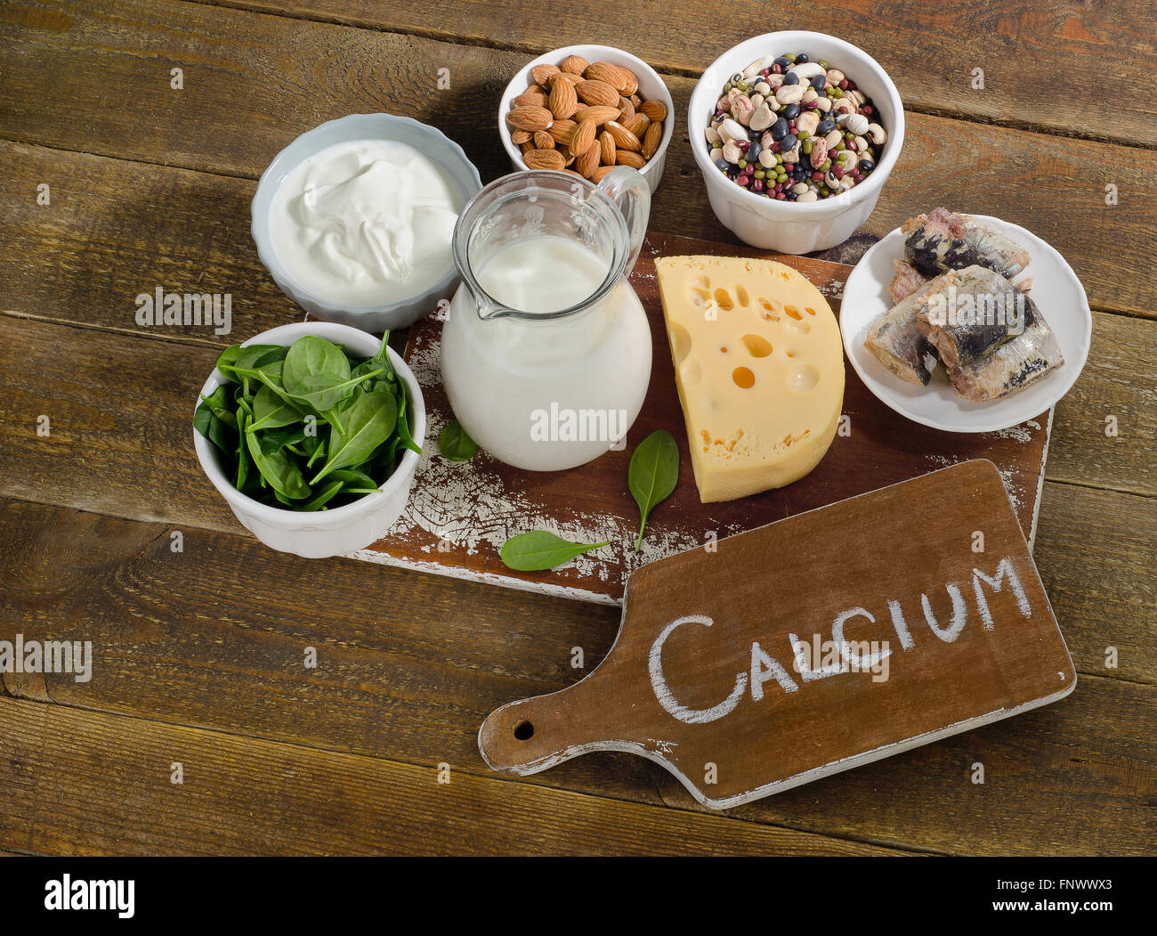 Calcium Rich Foods Sources. Healthy eating. Top view Stock Photo - Alamy