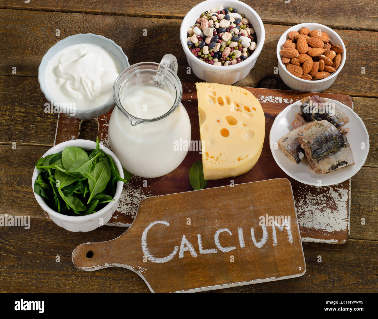 Calcium Rich Foods Sources. Healthy eating. View from above Stock Photo ...