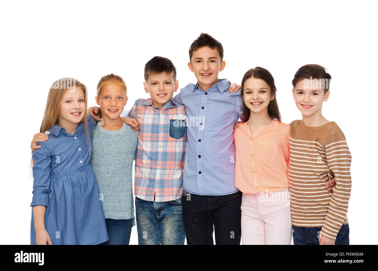 happy smiling children hugging Stock Photo - Alamy