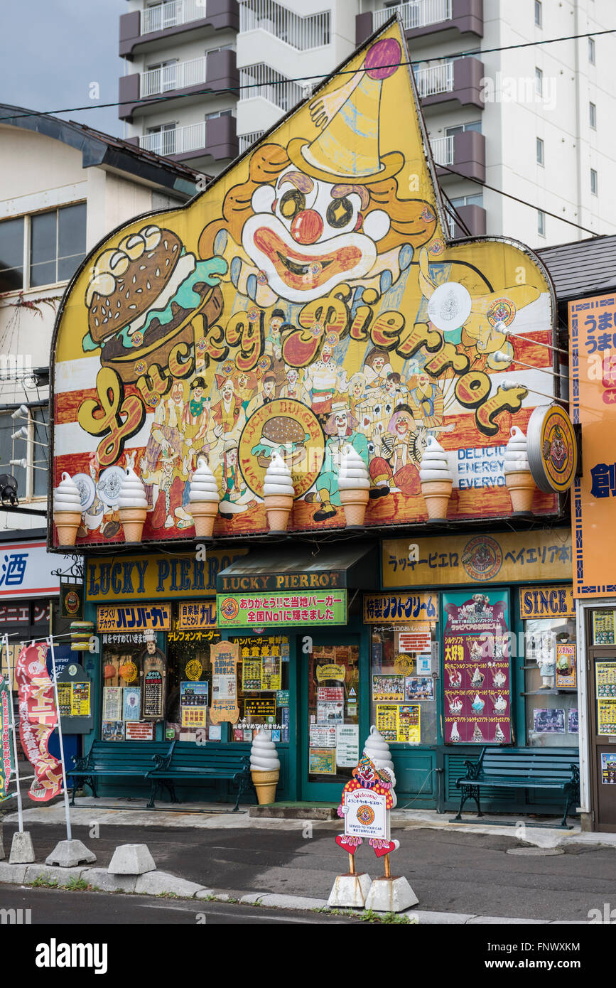Lucky Pierrot Burger Restaurant in Hakodate, Hokkaido, Japan Stock ...