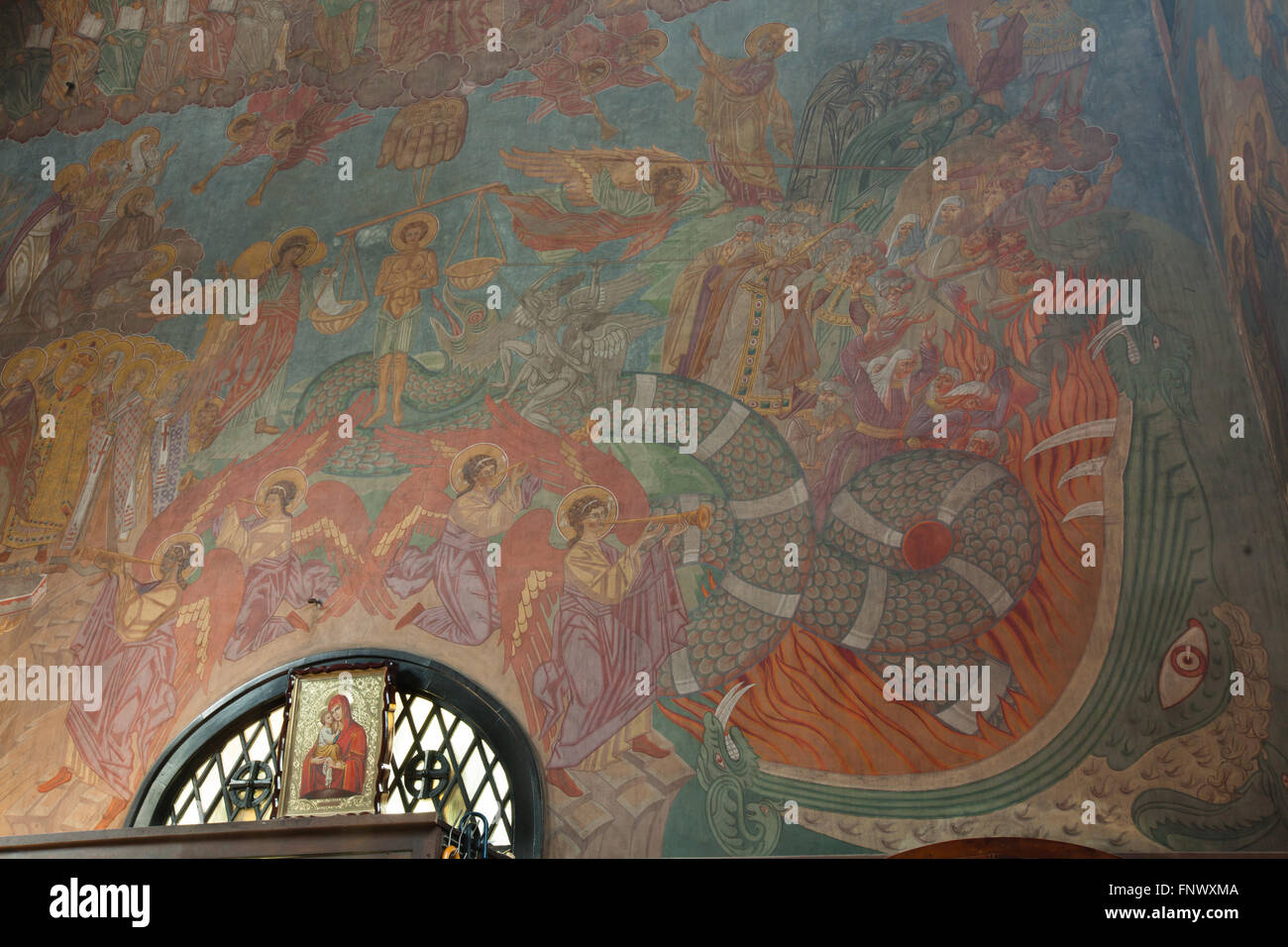 The Last Judgment. Mural painting by Russian icon painter Konstantin ...