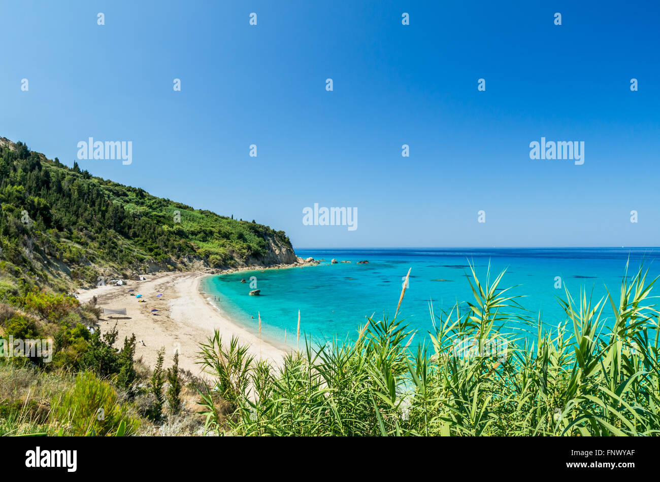 Beautiful turquoise sea on the island of Lefkada in Greece. Avali Beach ...