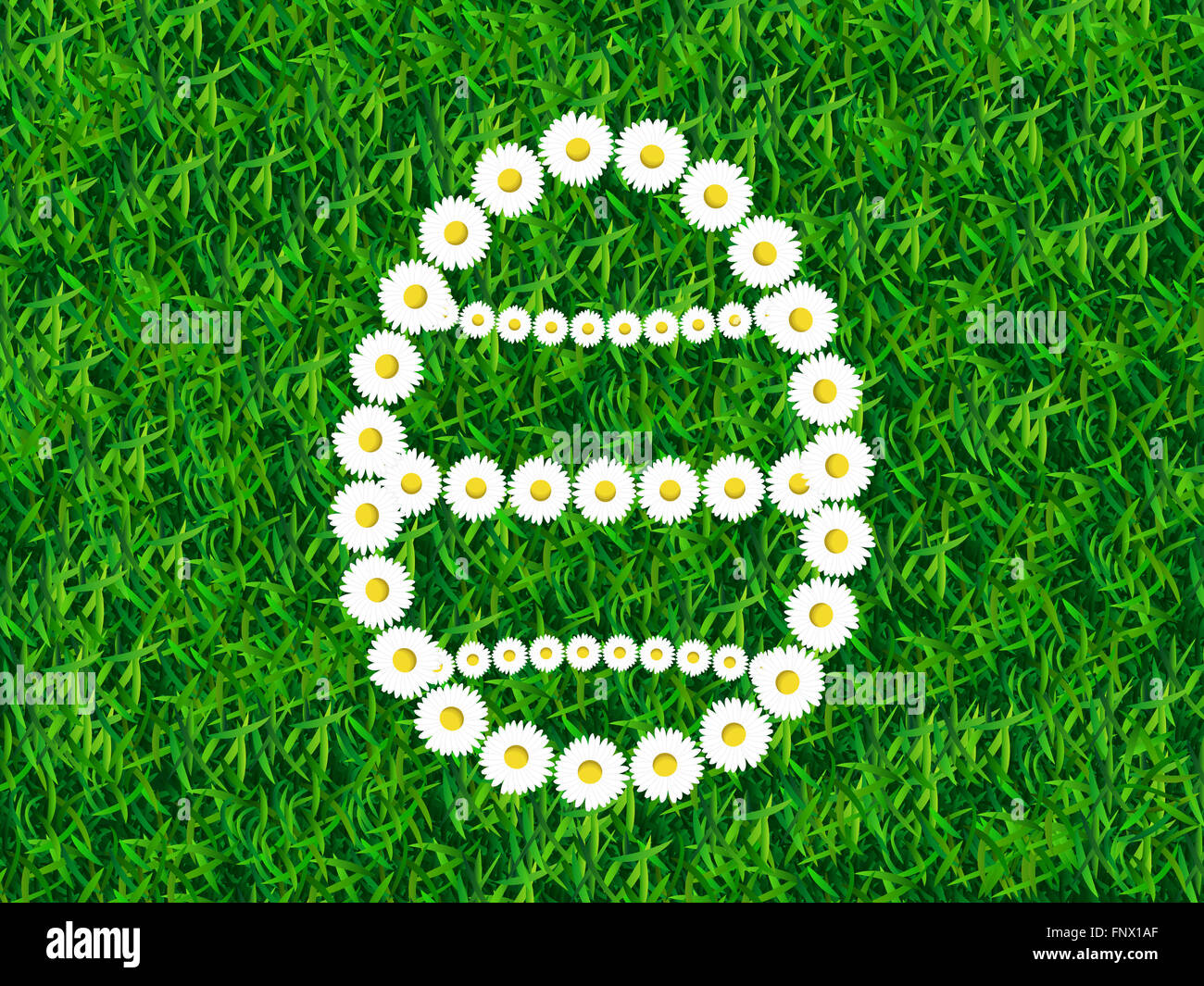 Daisy chain in shape of Easter egg on grass background Stock Photo - Alamy