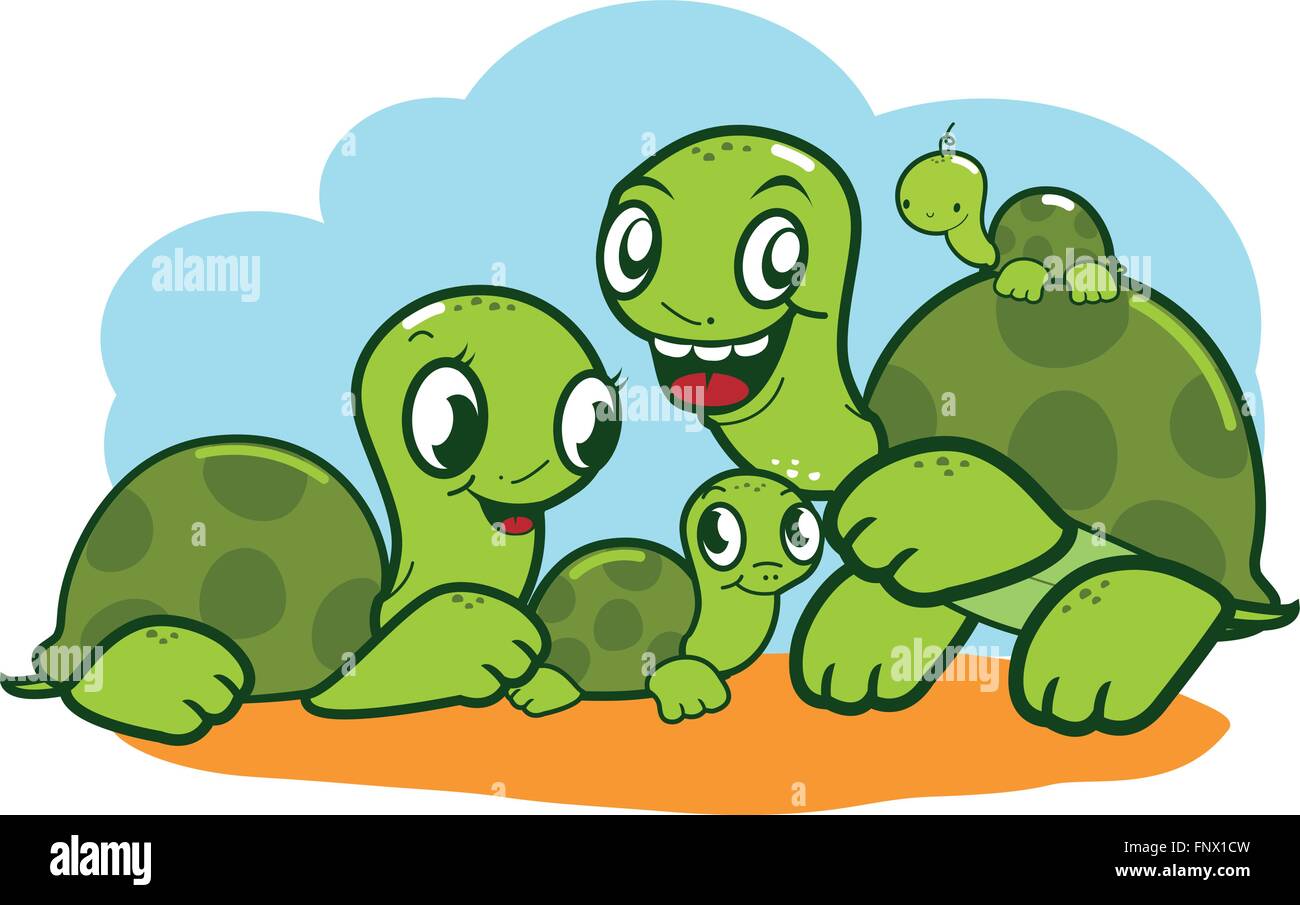 Cartoon turtles. Turtle pet characters in the garden. Vector ...