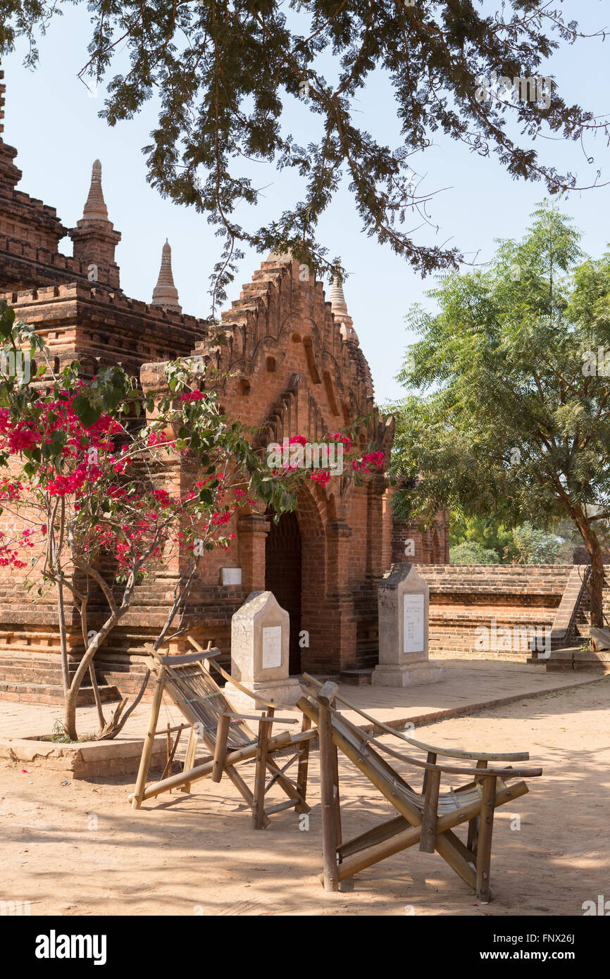 Vertical side view exterior shot of ancient stone temple (pagoda) in ...