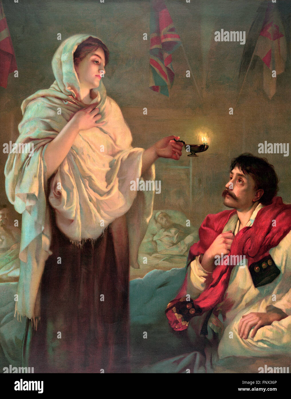 Florence Nightingale at Scutari, 1854. "The Lady with the Lamp", an ...