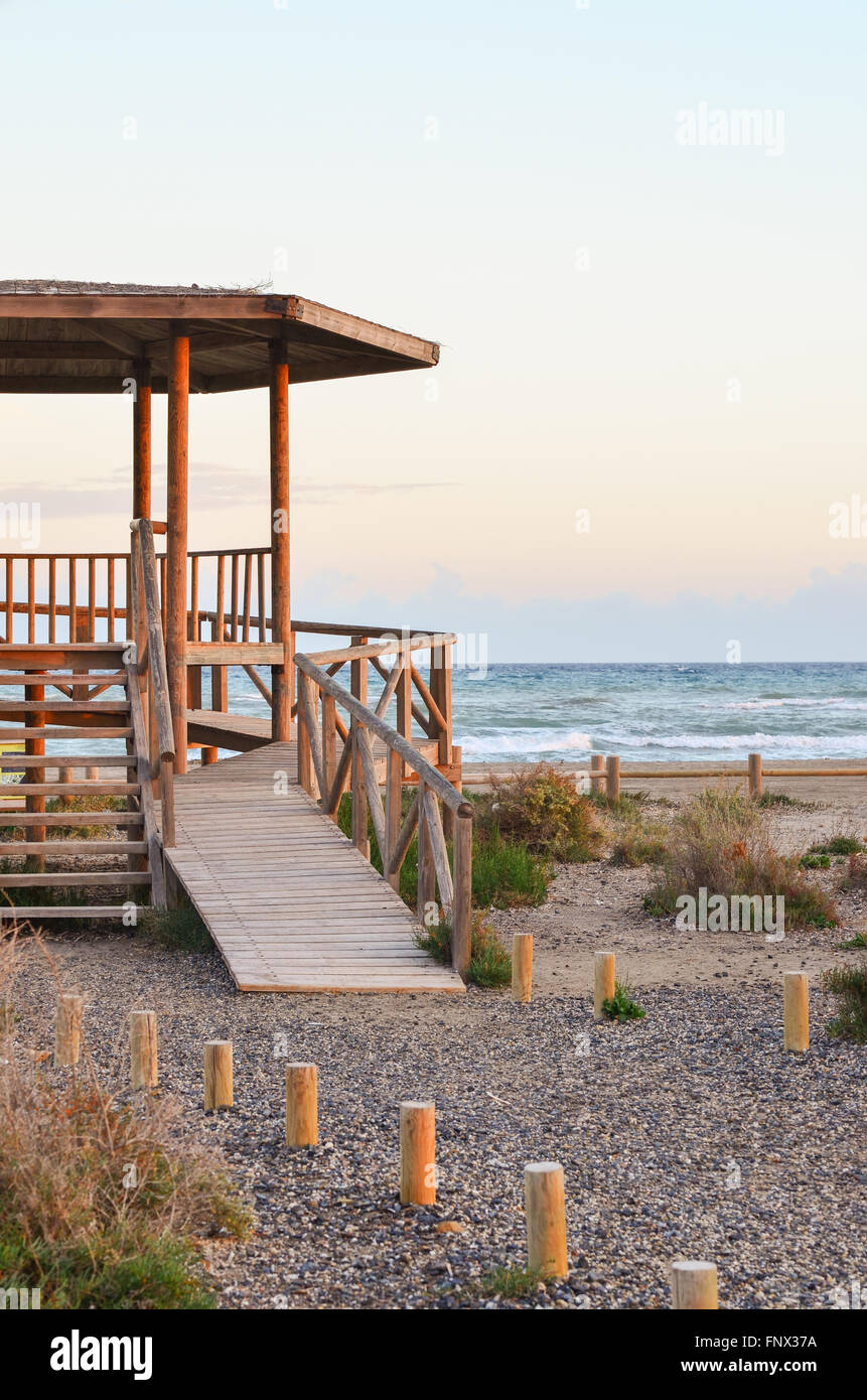 Observation/ viewing platform looking out over the beach and ocean at ...