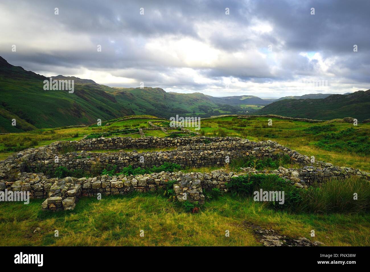 The Roman ruins of Hardknott Fort Stock Photo - Alamy