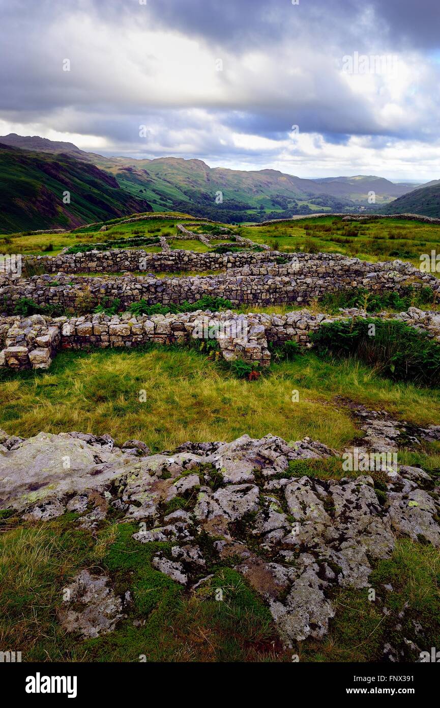 The Roman ruins of Hardknott Fort Stock Photo - Alamy